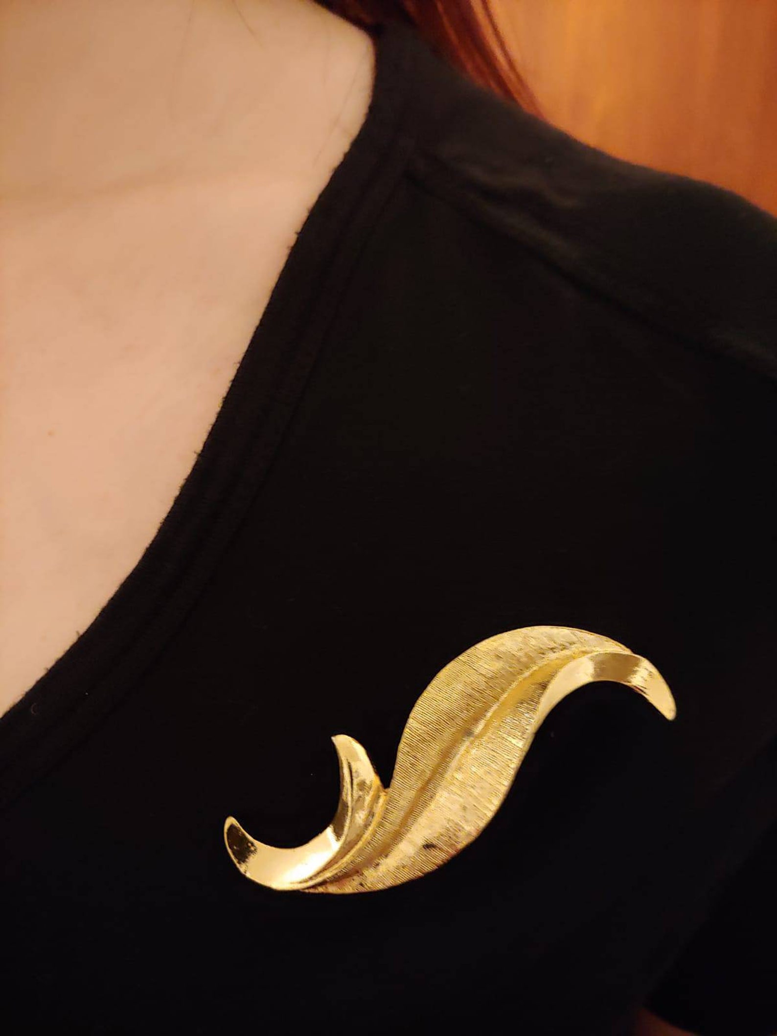 Vintage Gold Tone Etched Texture and Smooth Feather Brooch Pin | Etsy