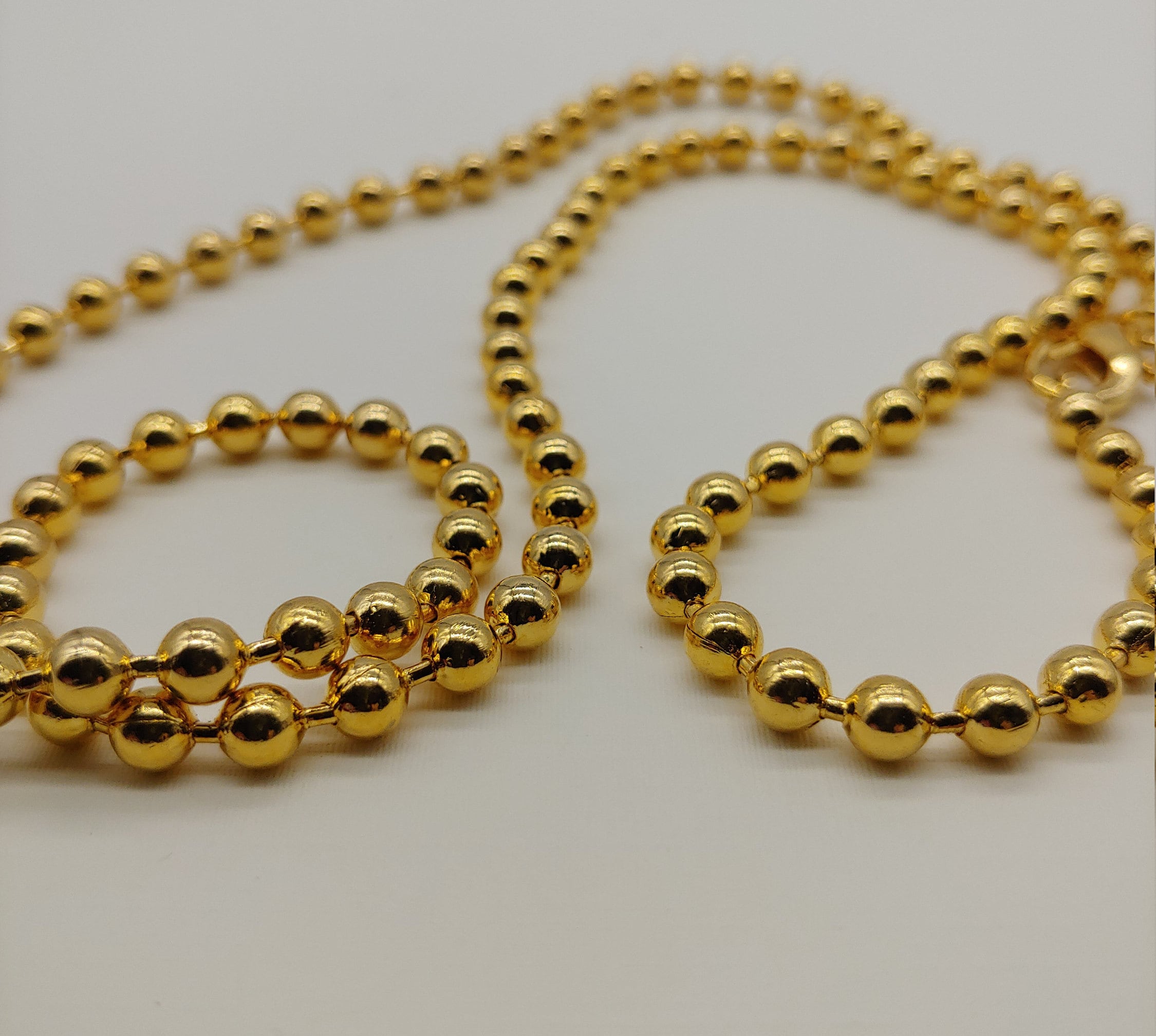 Vintage Gold Tone Shiny Bead Necklace 30 Inch Layering | Etsy