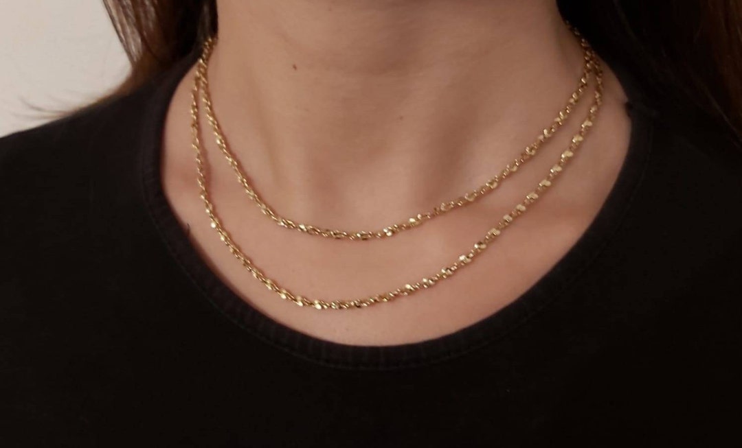 Vintage Gold Tone Double Chain Twisted Serpentine Tinsel Nugget Link ...