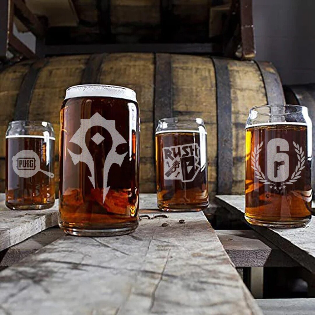 Engraved Gamer Beer Can Glass: 16oz Gaming Gift - Dota 2, PUBG, CS2 ...