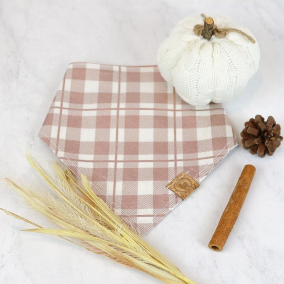 Rose Gold Plaid Dog Bandana Blush Pink Dog Bandana Fall Dog | Etsy