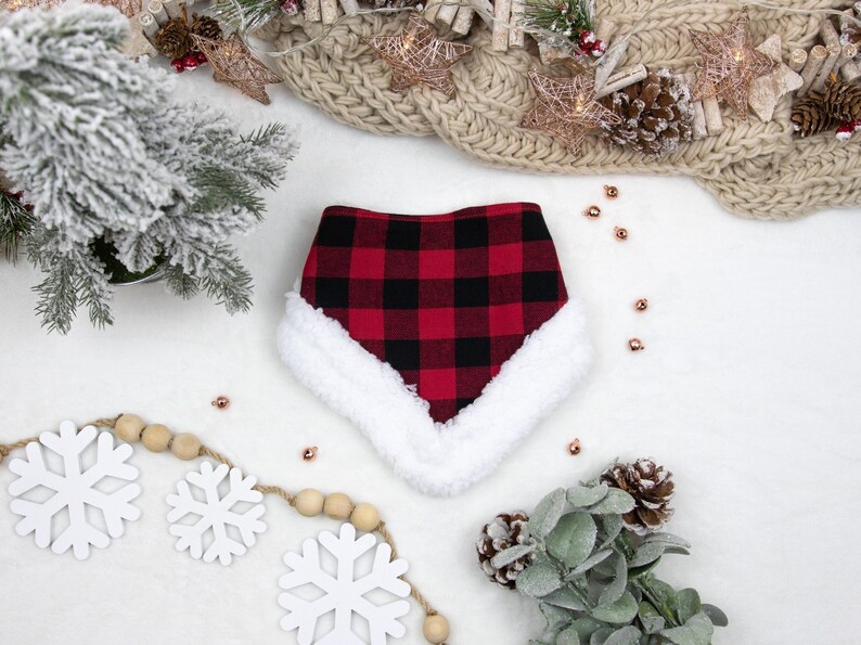 Red Christmas Plaid Dog Bandana Sherpa Dog Bandana Christmas - Etsy