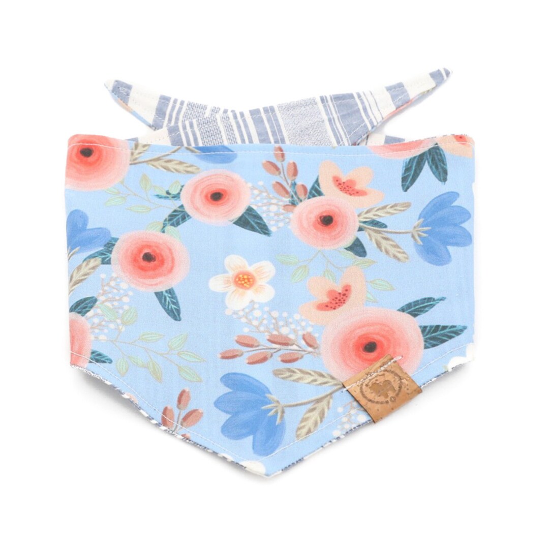 Periwinkle Dog Bandana, Blue Floral Dog Bandanas, Summer Dog Bandana ...