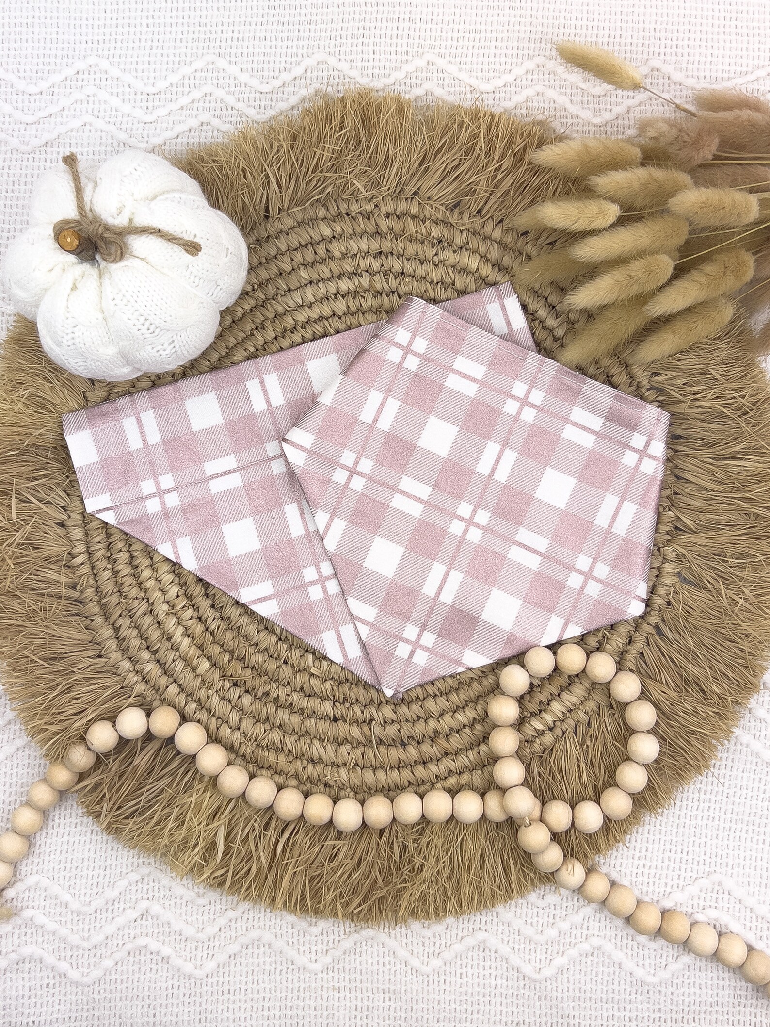 Rose Gold Plaid Dog Bandana Blush Pink Dog Bandana Fall Dog - Etsy