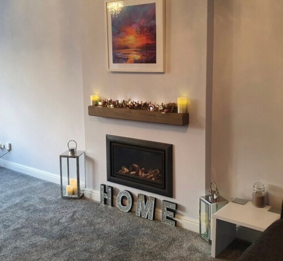 Rustic Floating Mantel Shelf | 10cm Deep X 10cm Thick | Square Beam ...
