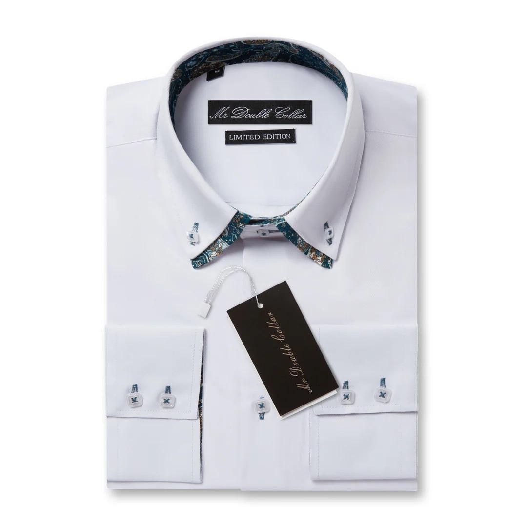 Men’s Shirt Smart Casual Formal Double Collar Longsleeve - Oxford ...