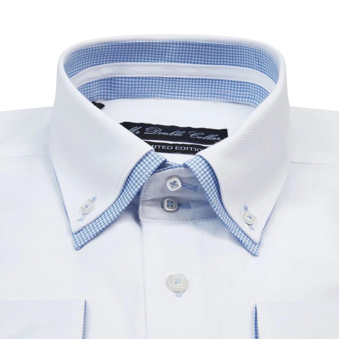 Men’s Italian Design Hand Made Smart Oxford Paisley Double Collar Shirt ...