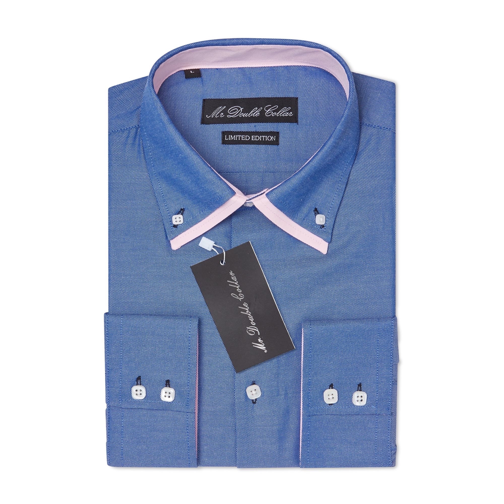 Men’s Shirt Smart Casual Formal Double Collar Longsleeve - Oxford ...