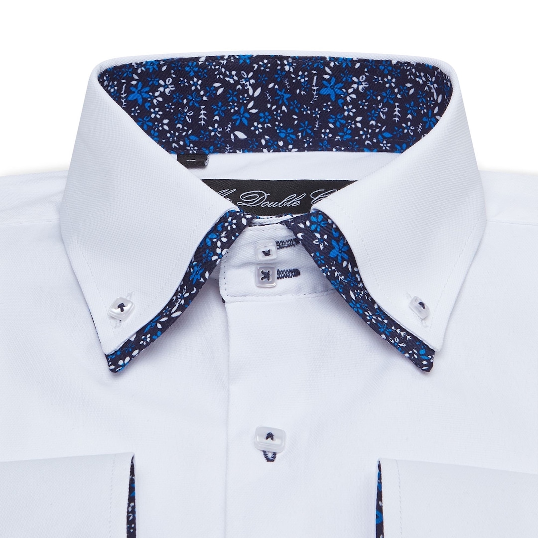 Men’s Shirt Smart Casual Formal Double Collar Longsleeve - Oxford ...
