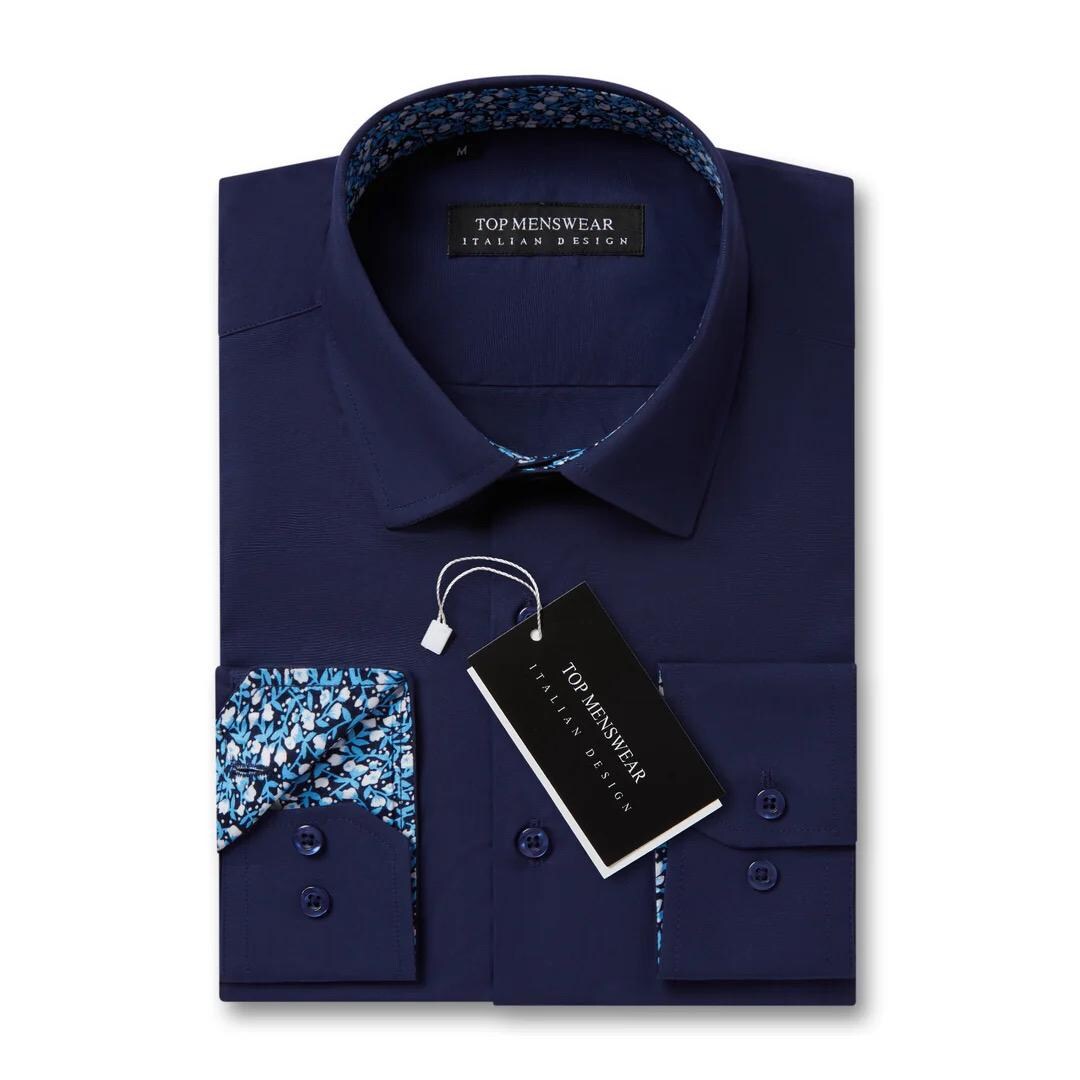 Limited Edition Men’s Smart Italian Design Navy Floral Shirt With ...