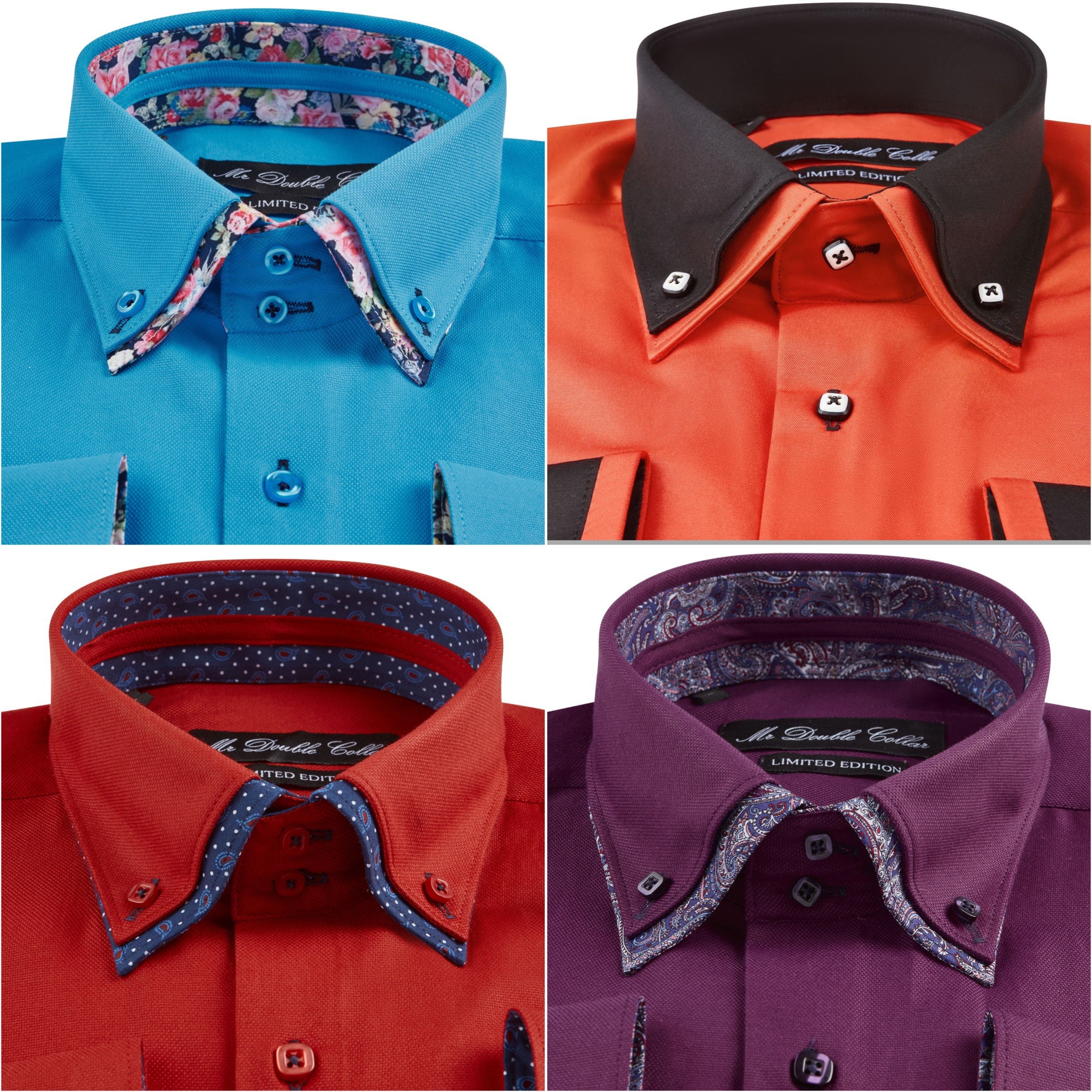 Mens Italian Design Hand Made Smart Oxford Paisley Double Collar Shirt ...