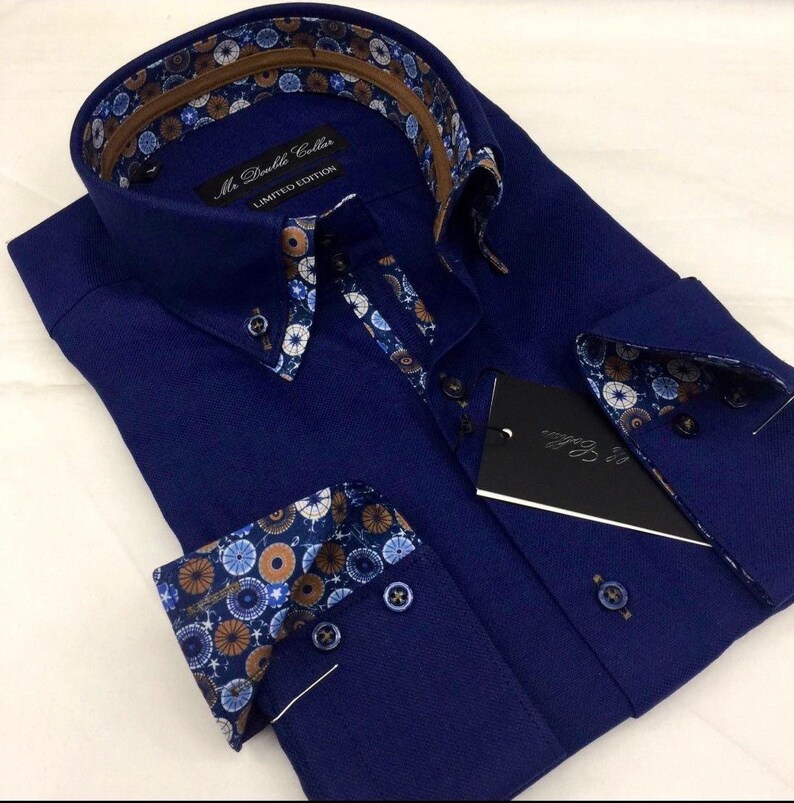 Mens Shirt Smart Casual Formal Double Collar Longsleeve Oxford Edition ...