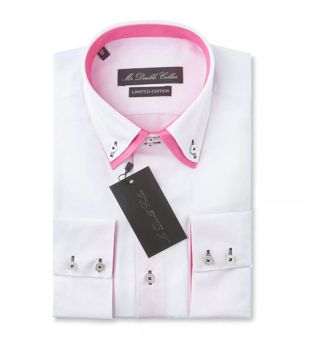 Men’s Shirt Smart Casual Formal Double Collar Longsleeve - Oxford ...