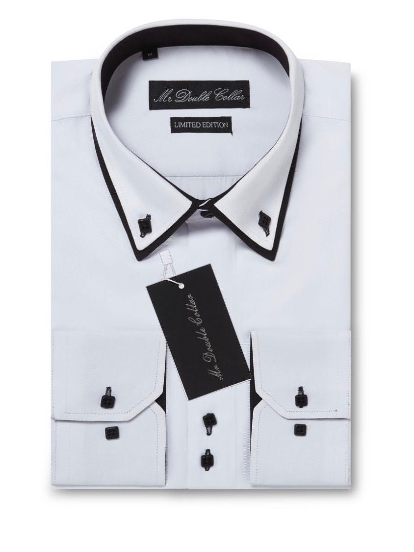 Mens Shirt Smart Casual Formal Double Collar Longsleeve - Etsy