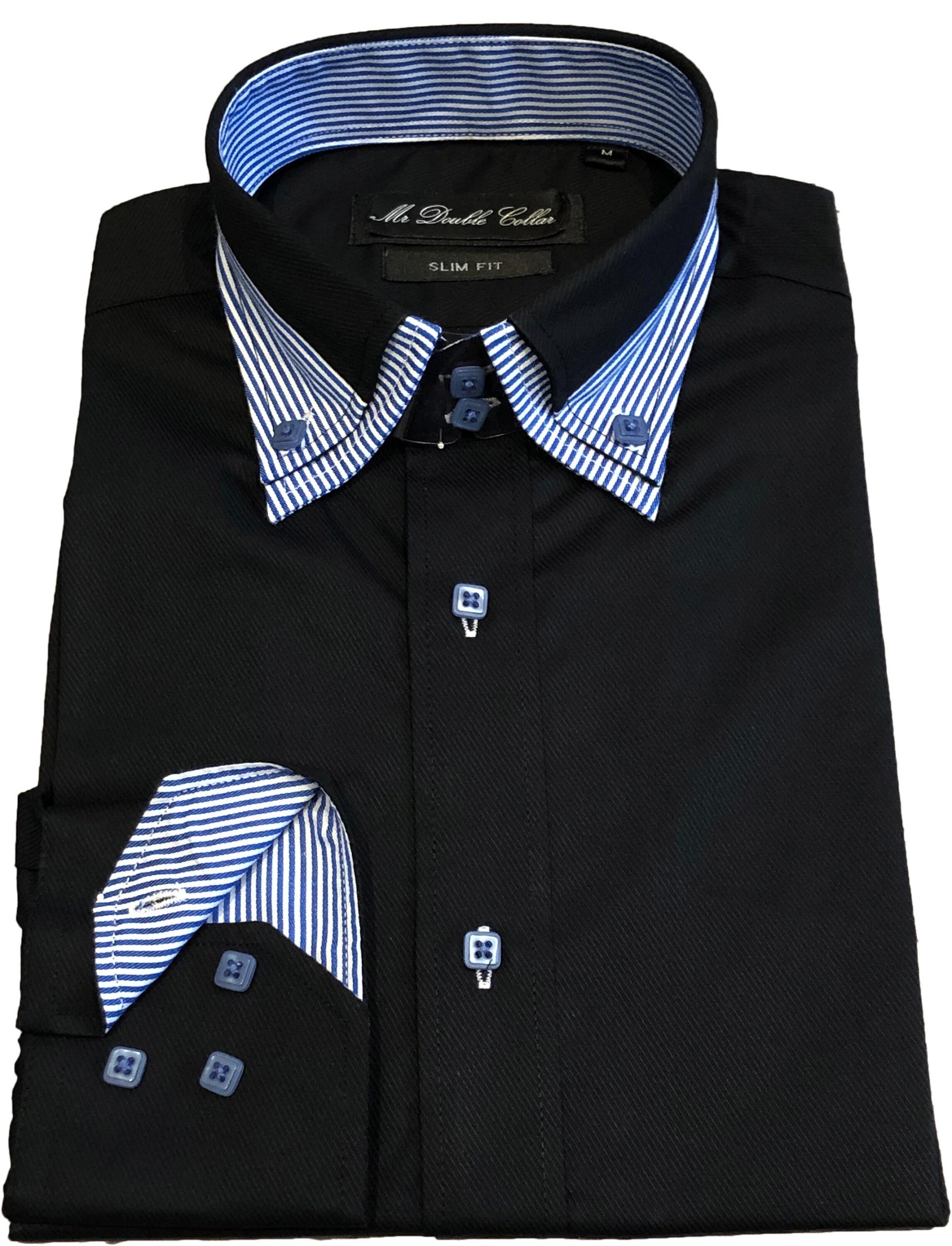 Mens Italian Design Hand Made Black Double Collar Shirt - Etsy