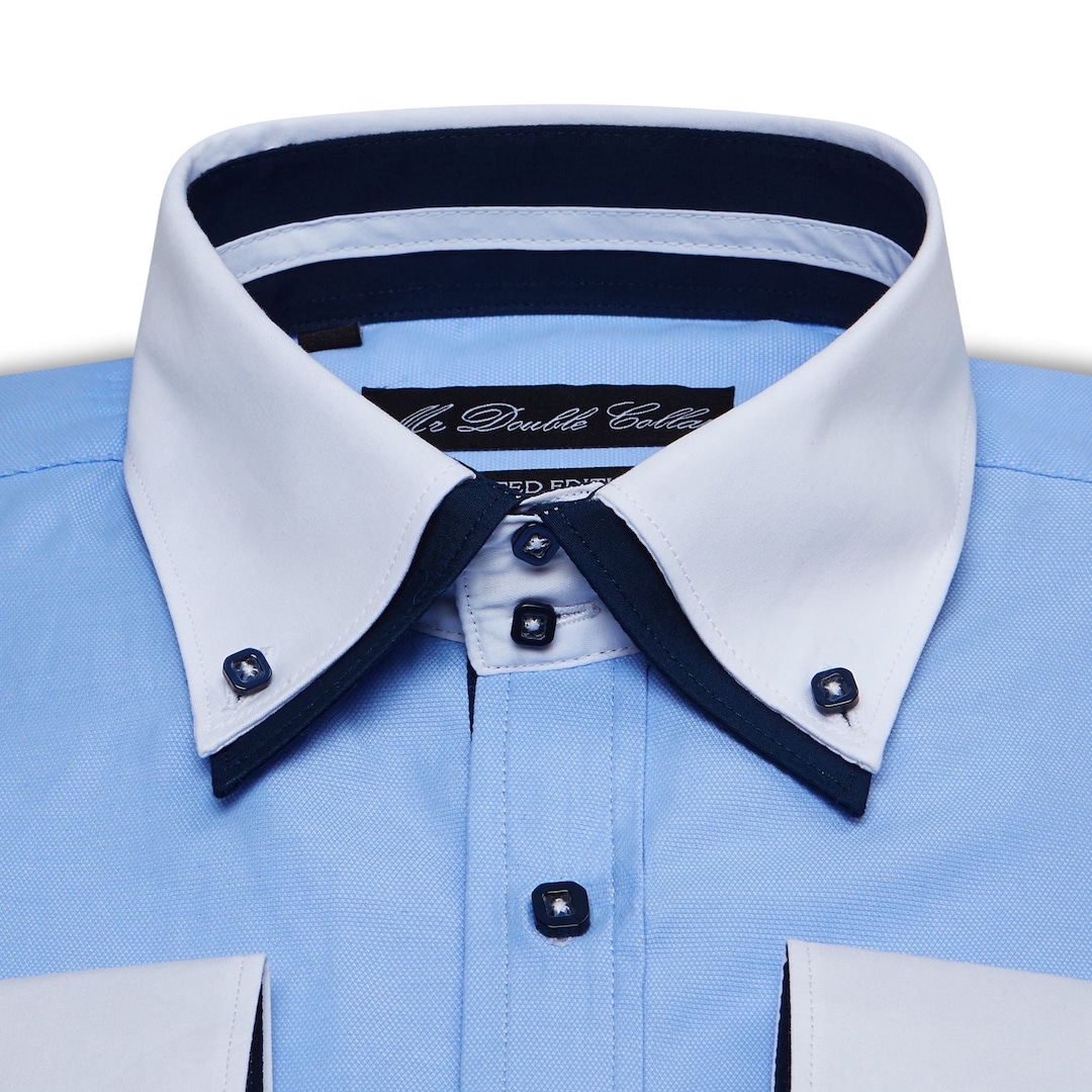 Men’s Shirt Smart Casual Formal Double Collar Longsleeve - Oxford ...