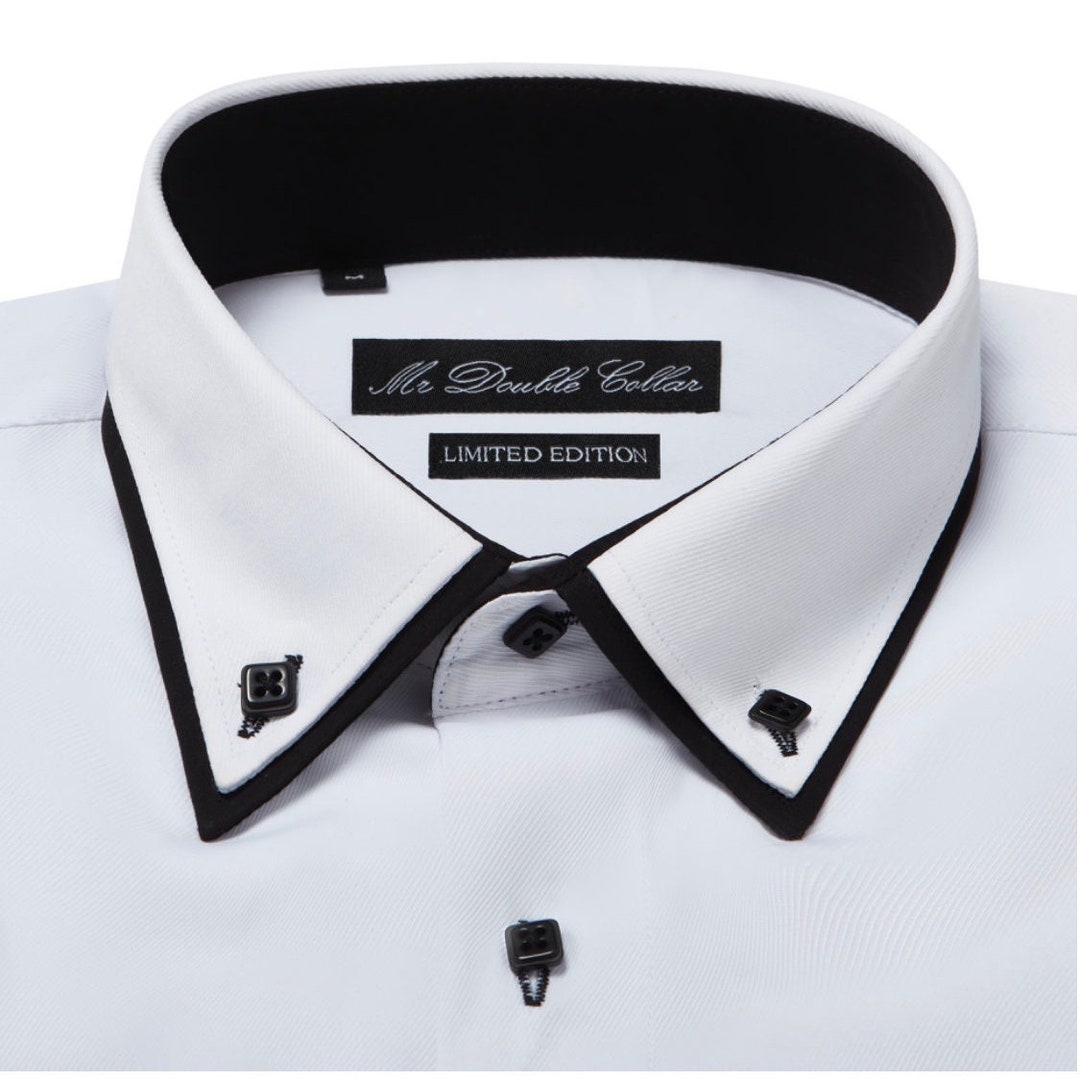 Mens Shirt Smart Casual Formal Double Collar Longsleeve - Etsy