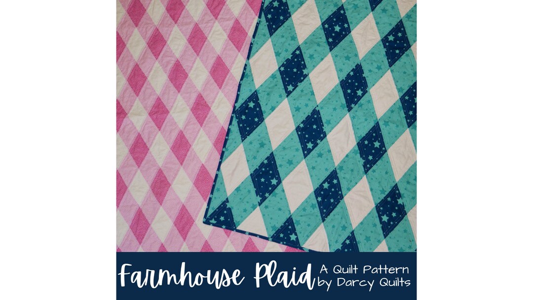 Gingham Quilt Pattern - Farmhouse Plaid Quilt Pattern - Diamond Plaid ...