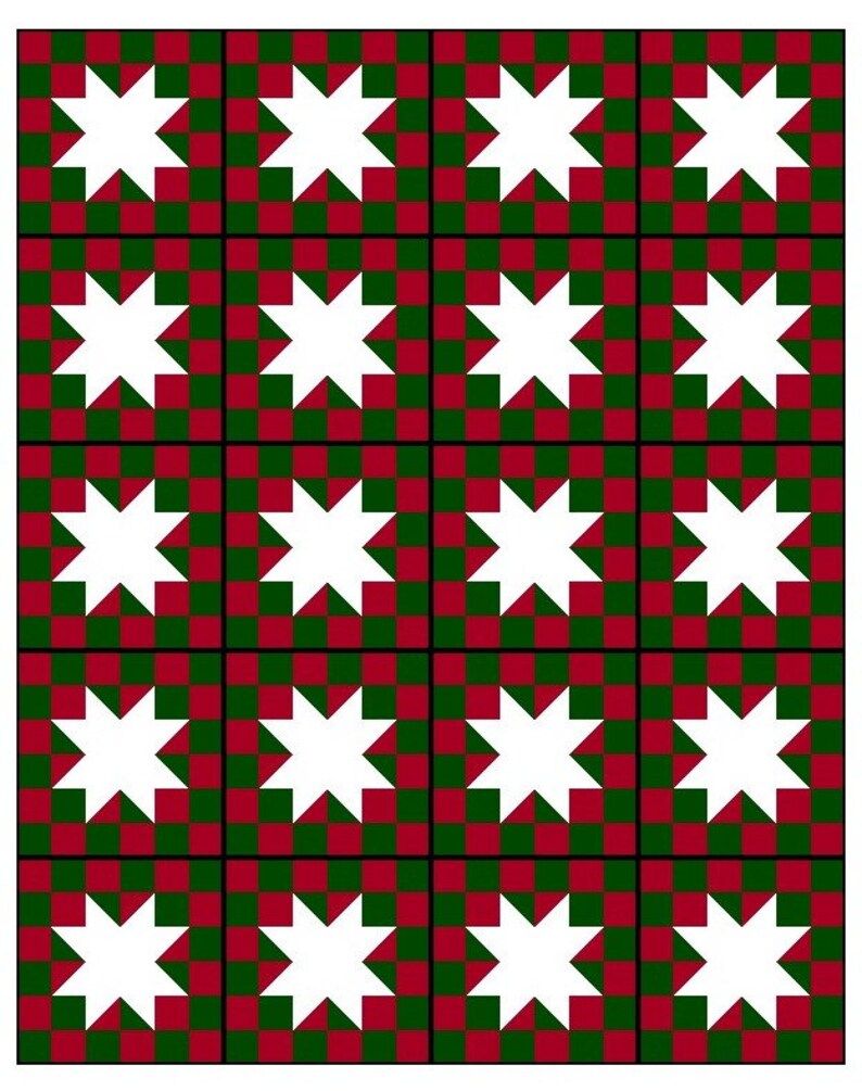 Checkered Stars Quilt Pattern Modern PDF Quilt Block Pattern Instant ...