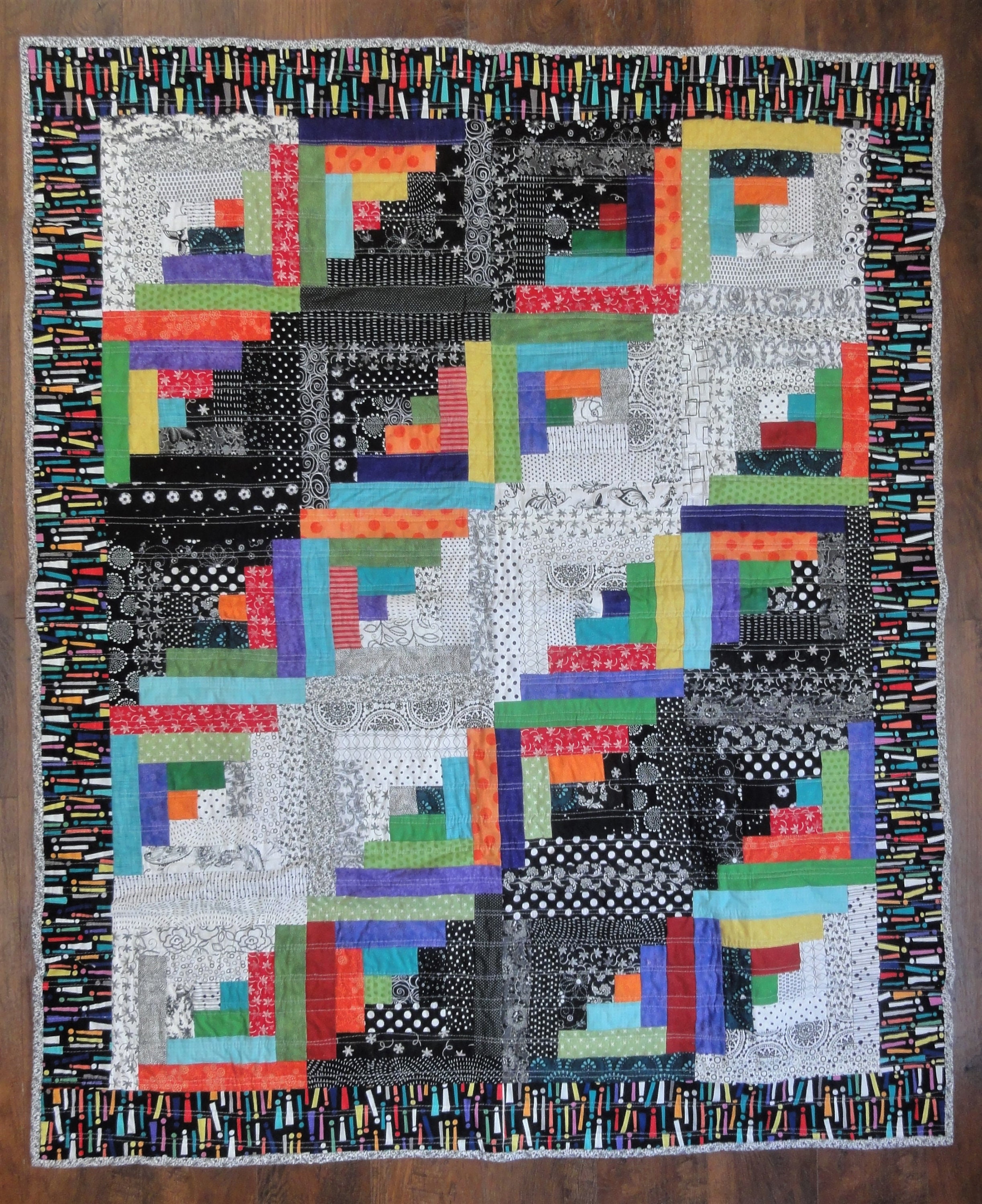 Modern Log Cabin Quilt Patterns in 4 Sizes, Log Cabins Home Decor, Bed ...