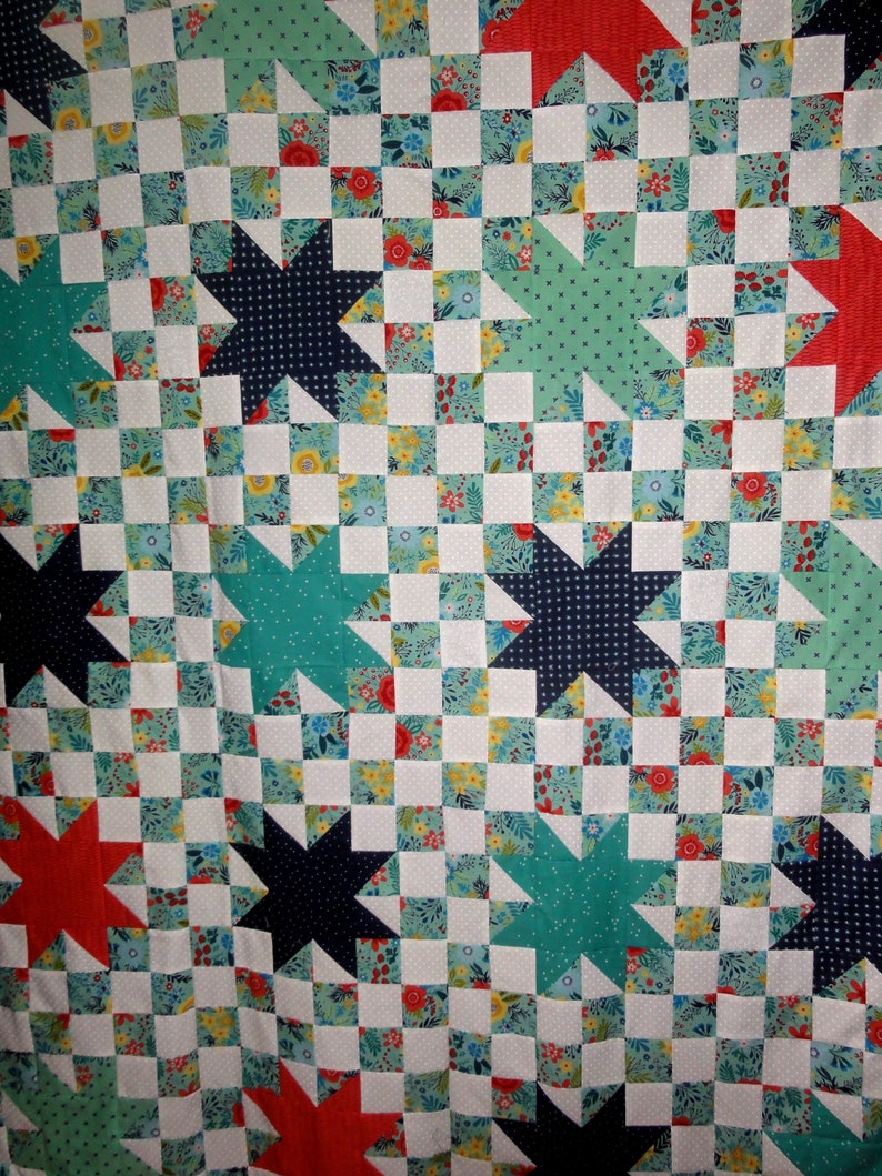 Checkered Stars Quilt Pattern Modern PDF Quilt Block Pattern Instant ...