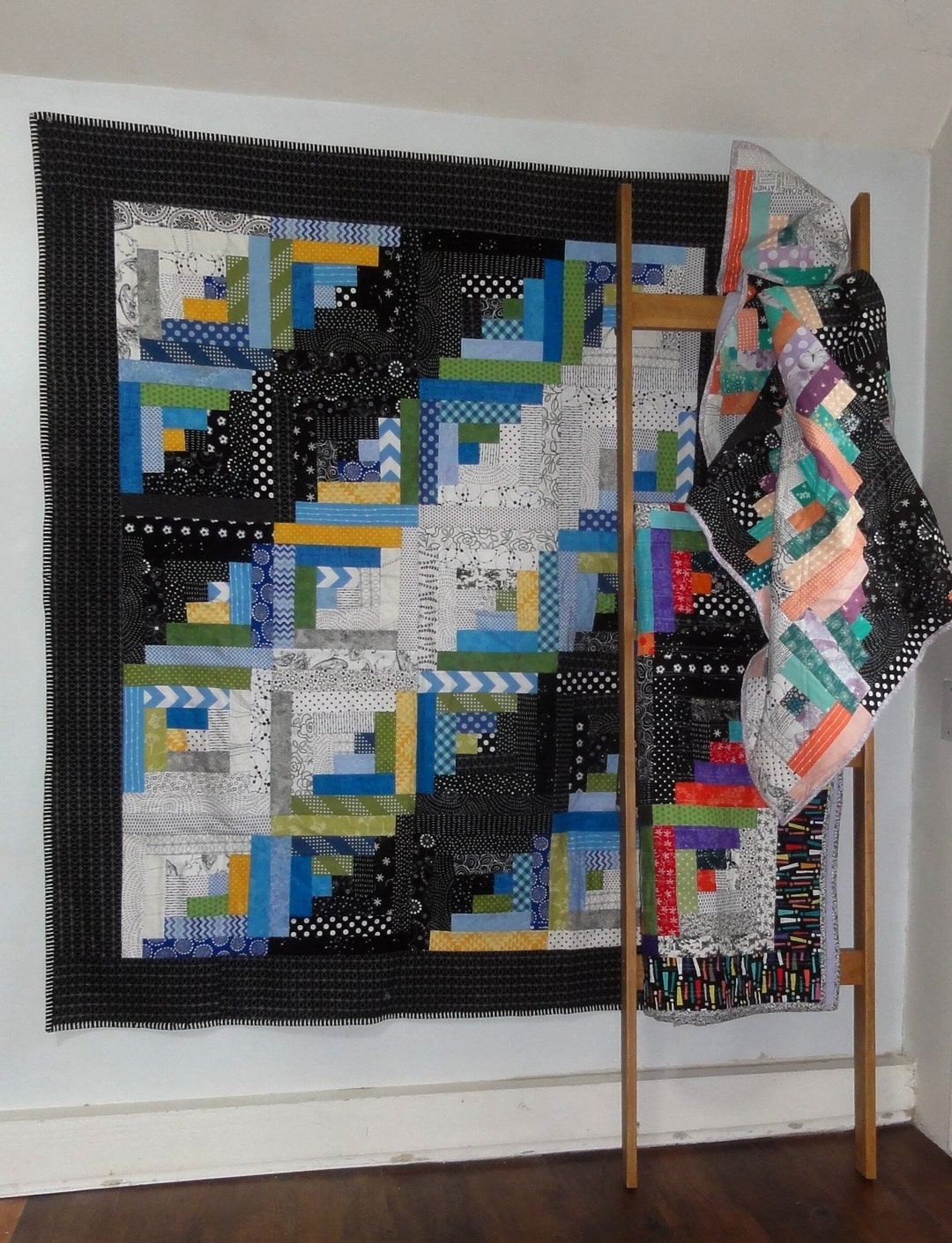 Modern Log Cabin Quilt Patterns in 4 Sizes, Log Cabins Home Decor, Bed ...