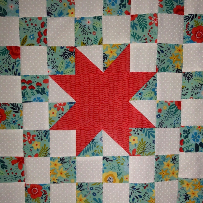 Checkered Stars Quilt Pattern - Modern PDF Quilt Block Pattern ...