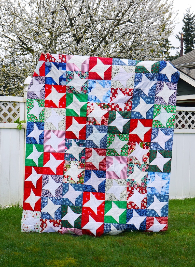 Friendship Stars Quilt Pattern, Quilt Blocks Patterns, Bed Size Quilt ...