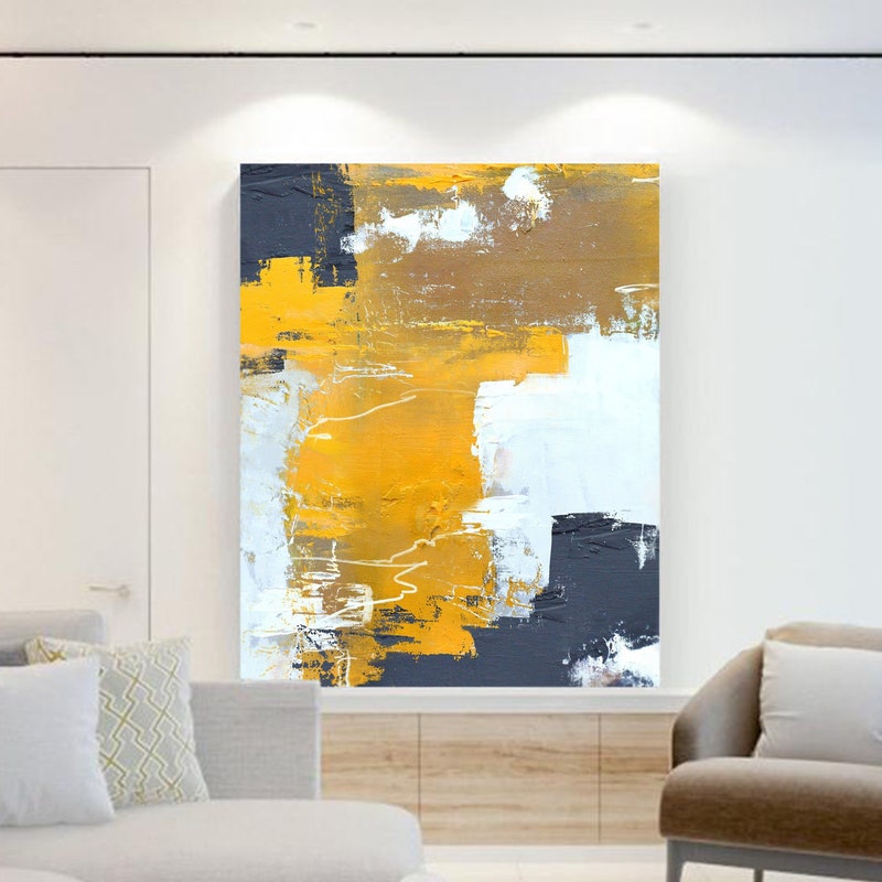 Yellow Abstract Art - Etsy