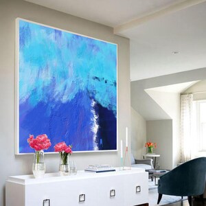 Deep Blue Abstract Canvas Painting,large Blue Painting,minimalist ...