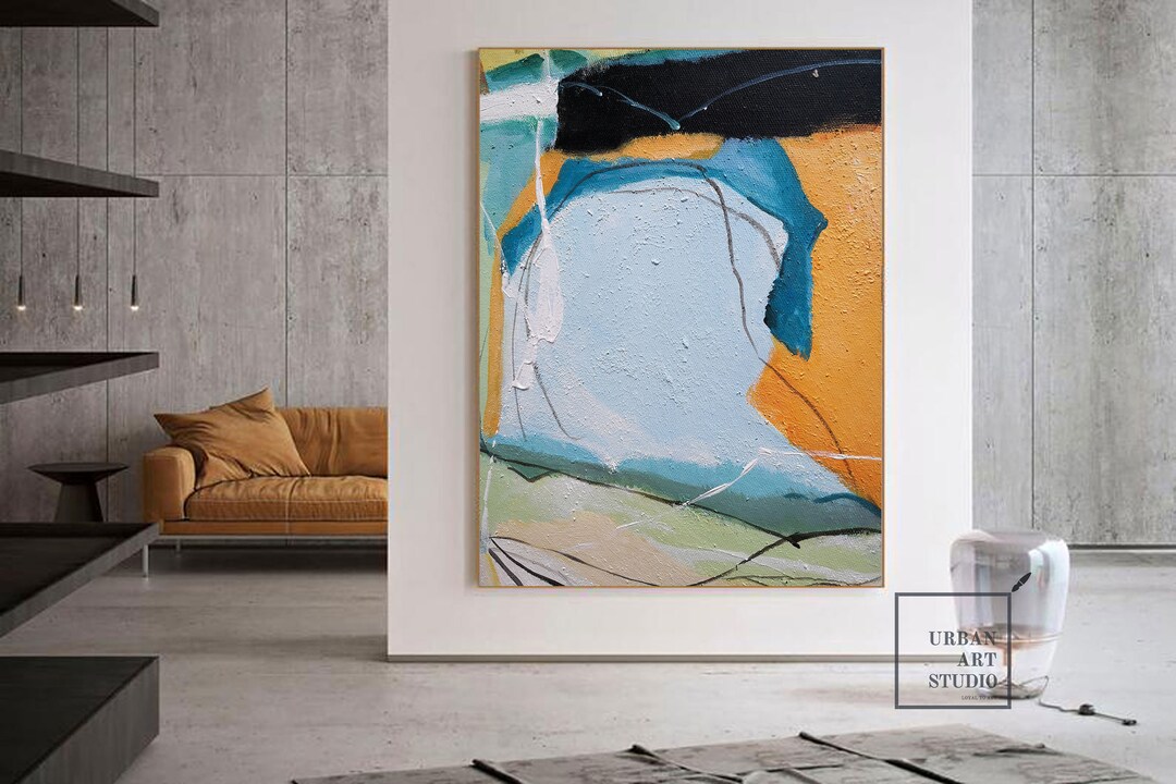 Original Light Blue Abstract Painting,minimalist Abstract Painting ...