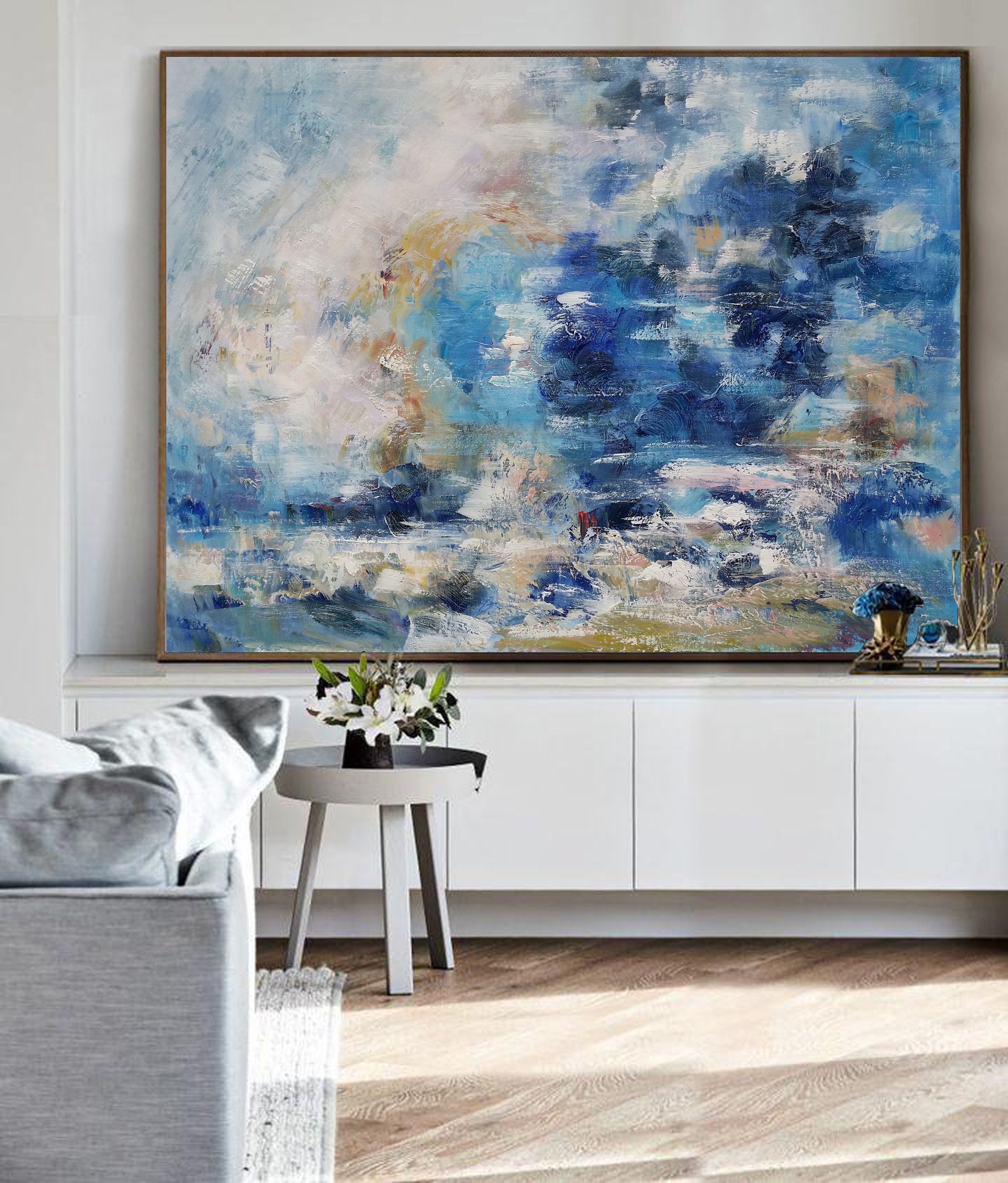 Original Blue Abstract Artblue Sea Abstract Paintinglarge - Etsy