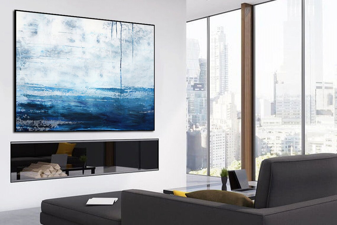 Original Abstract Canvas Wall Art Office DecorBeige Painting | Etsy