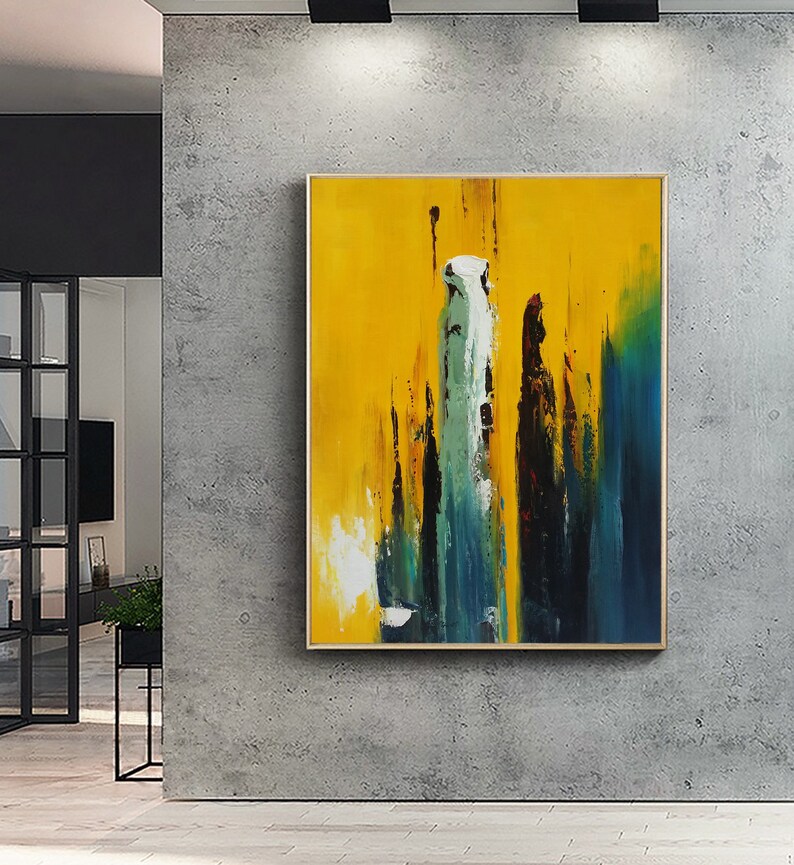 Original Yellow Abstract Paintinglarge Abstract Artabstract - Etsy