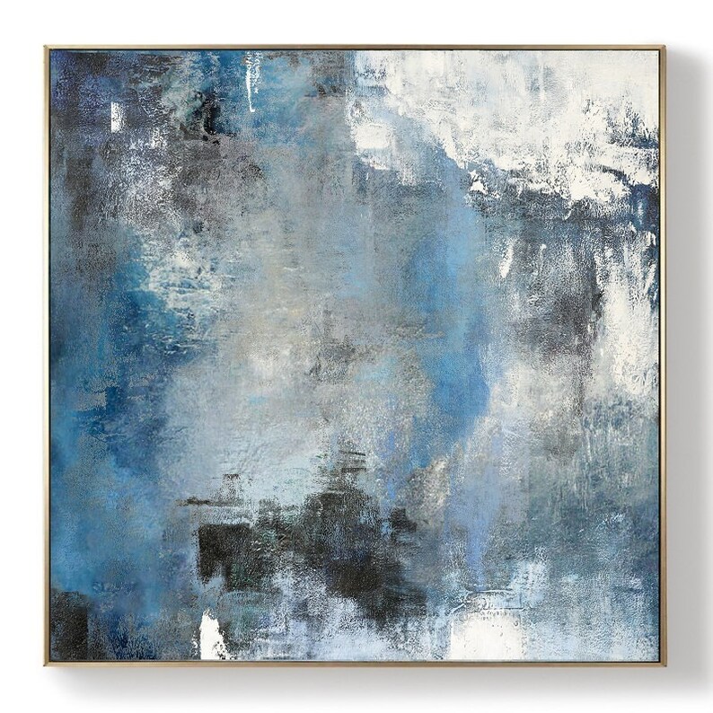 Original Abstract Art Paintingblue White Abstract - Etsy
