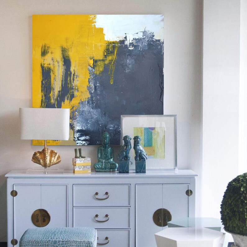Very Large Abstract Paintings on Canvasyellow Abstract Canvas - Etsy
