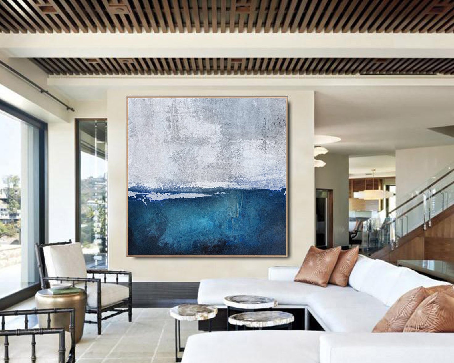 Large Ocean Canvas PaintingOriginal Deep Blue Sea Level Oil | Etsy