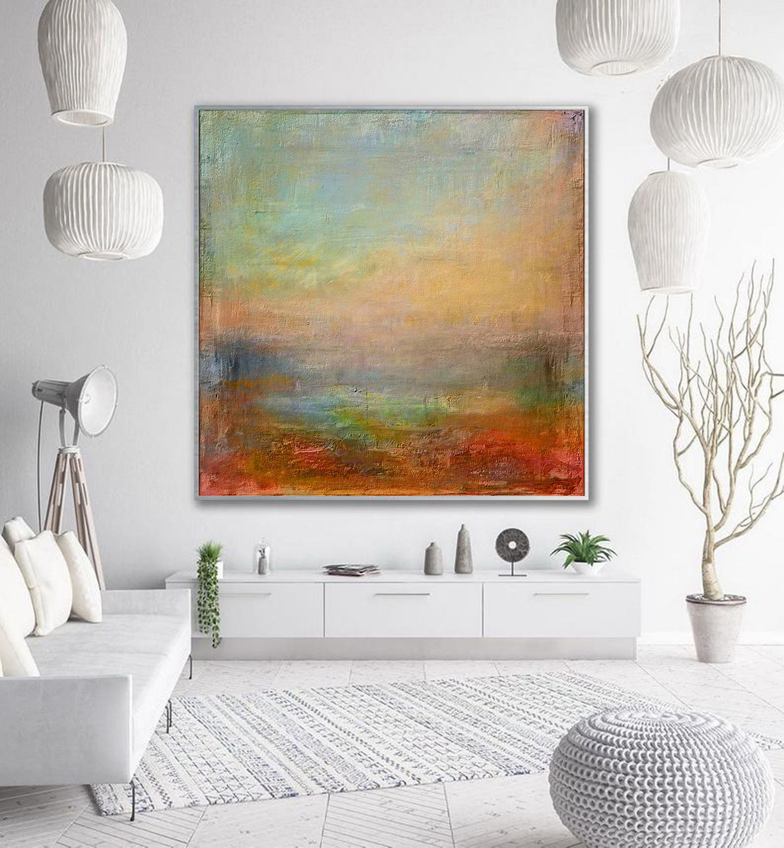Original Orange Abstract Paintinglarge Sky Abstract Oil - Etsy