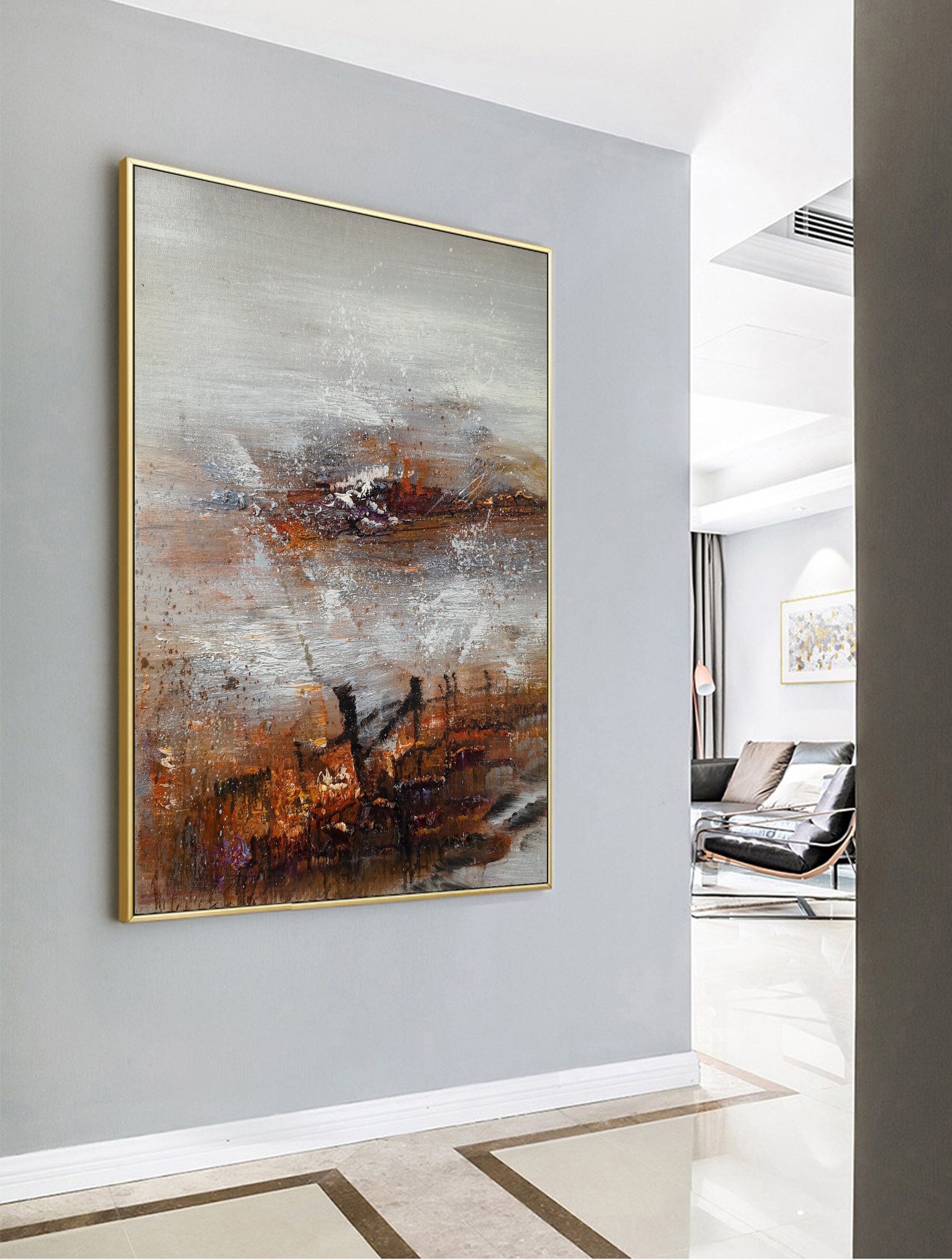 Large Abstract Art Original Abstract Painting Large Gray - Etsy