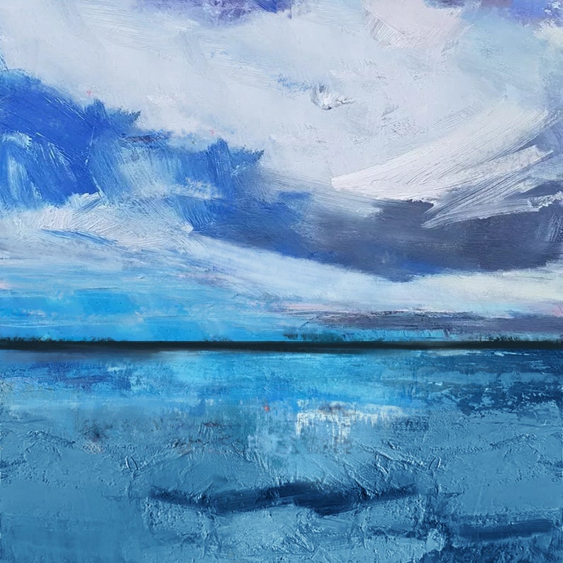 Large Original Sea Level Blue Oil Paintinglarge Wall Art - Etsy