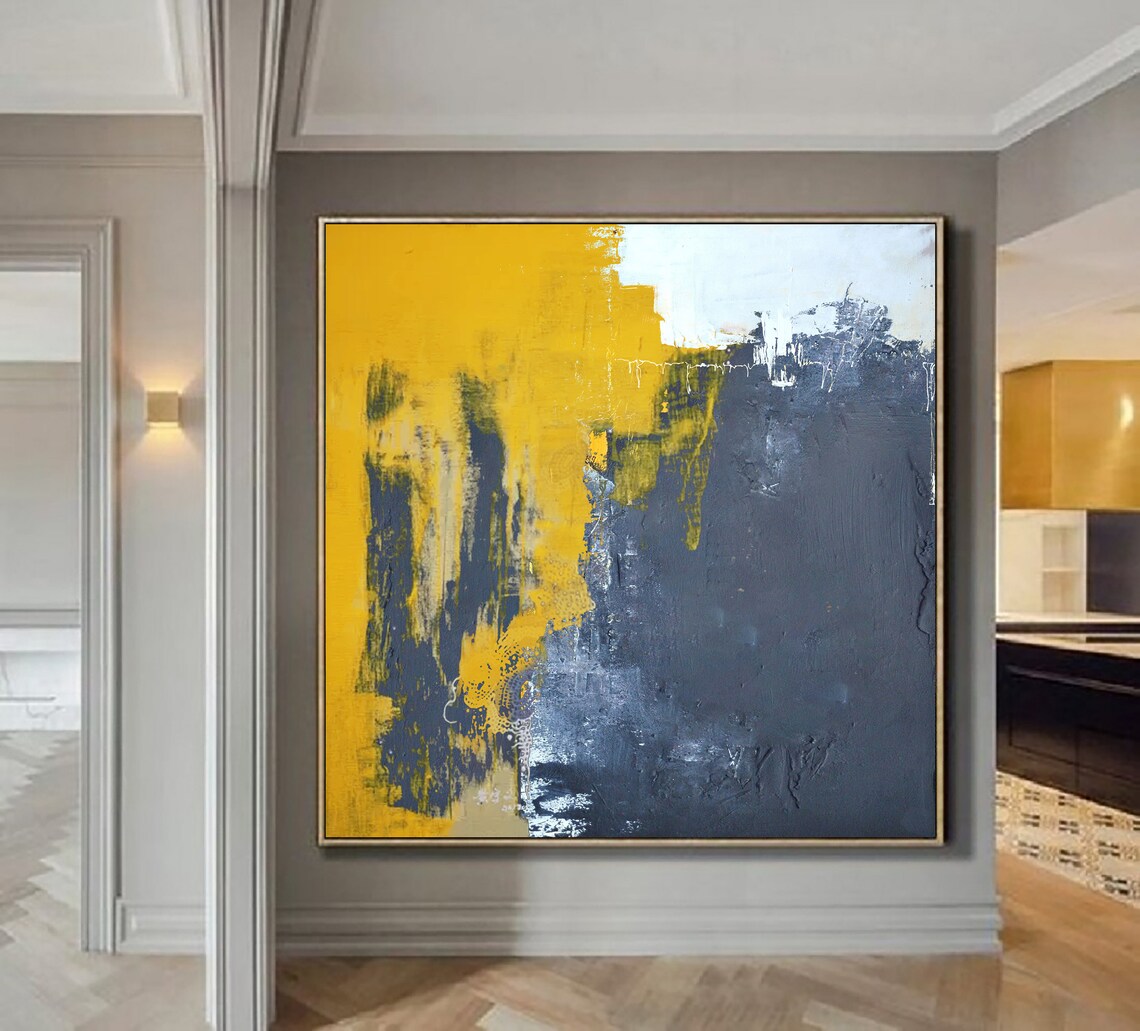 Very Large Abstract Paintings on Canvasyellow Abstract Canvas - Etsy