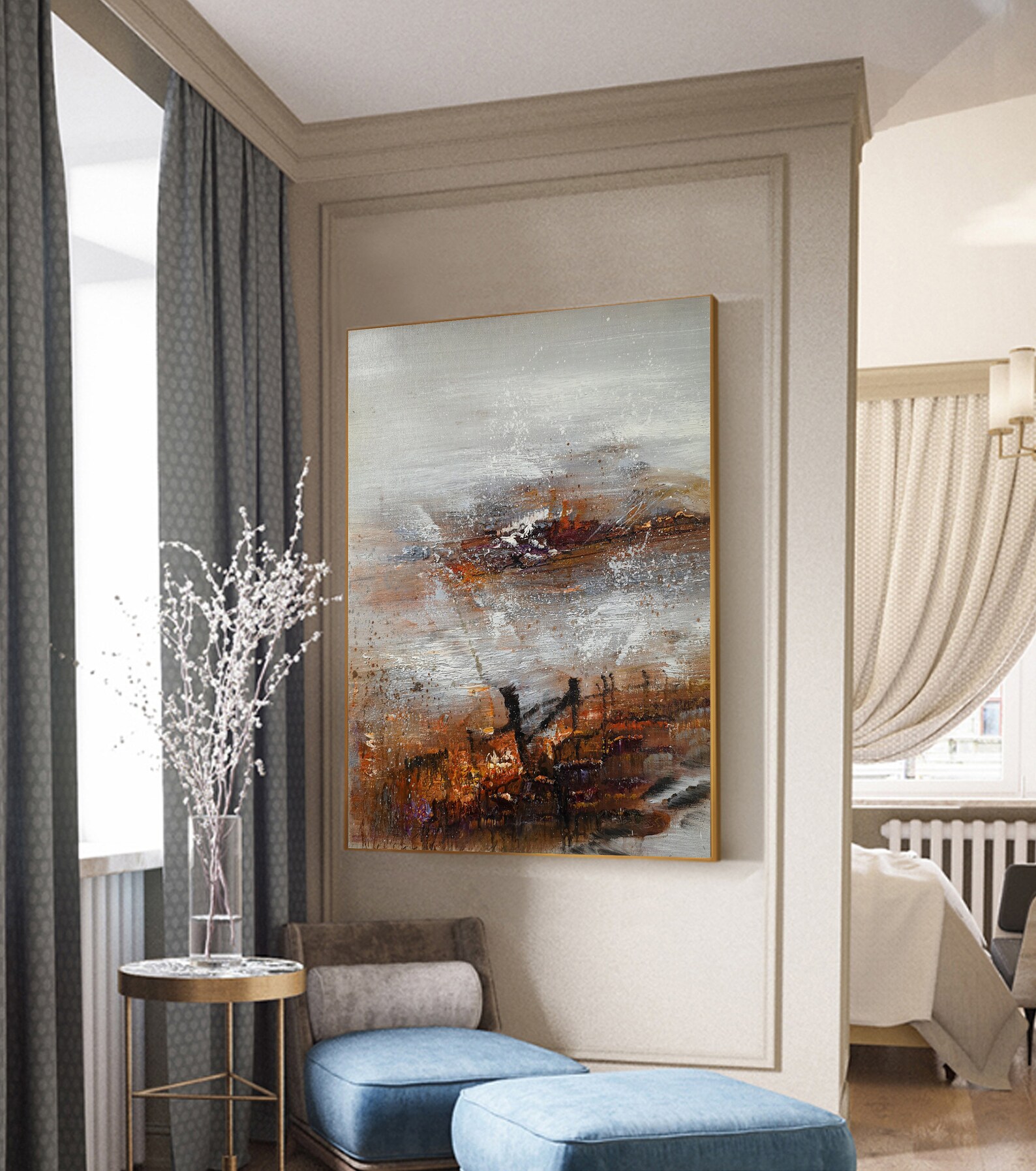 Large Abstract Art Original Abstract Painting Large Gray - Etsy