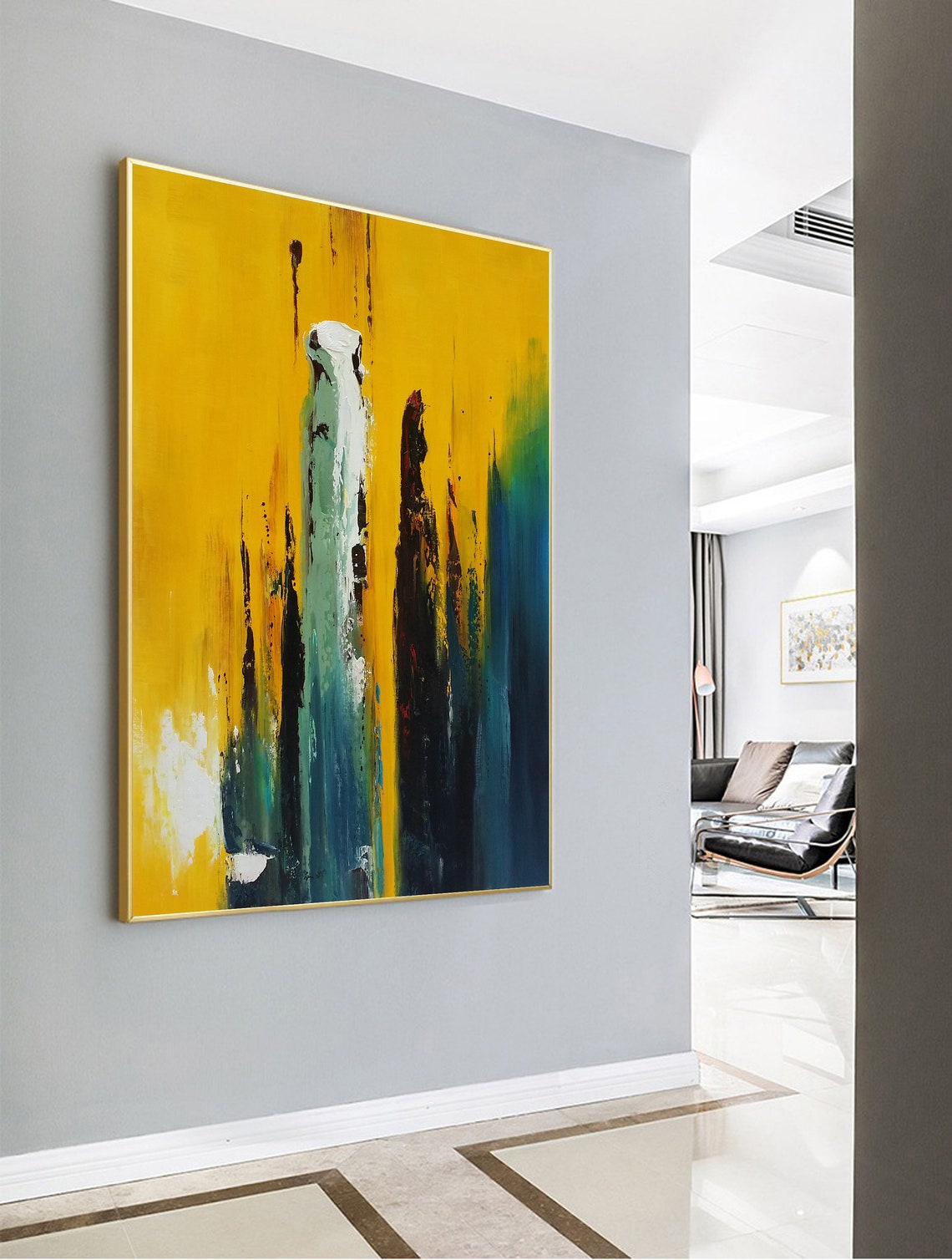 Original Yellow Abstract Paintinglarge Abstract Artabstract - Etsy