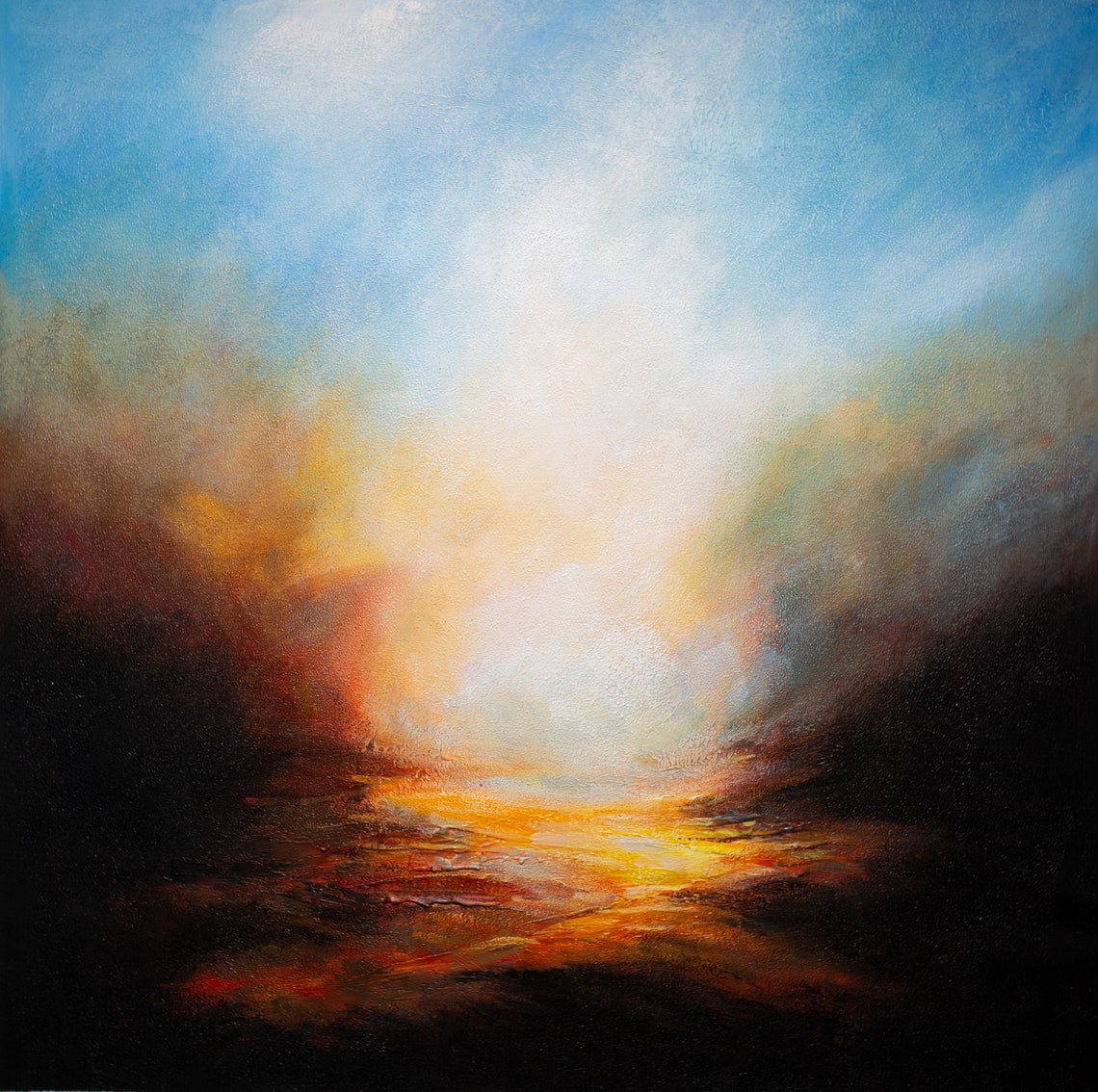 Blue Sky Cloud Abstract Paintinglarge Wall Seascape Art - Etsy