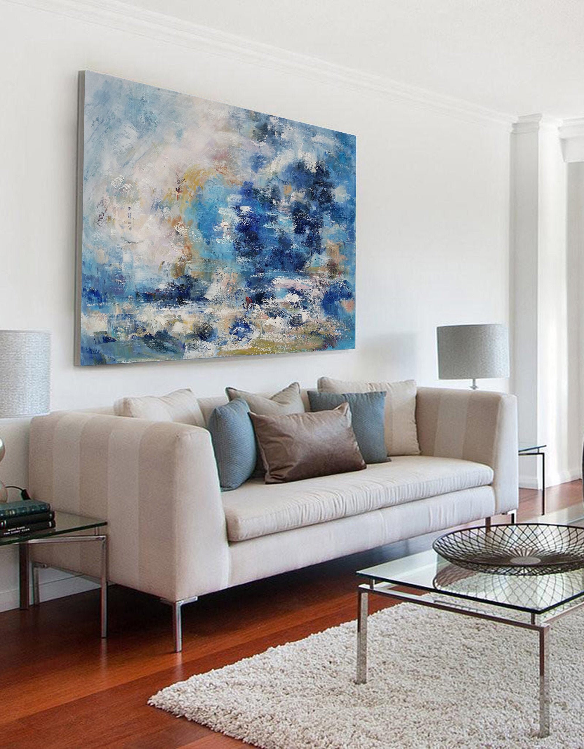 Original Blue Abstract Artblue Sea Abstract Paintinglarge - Etsy