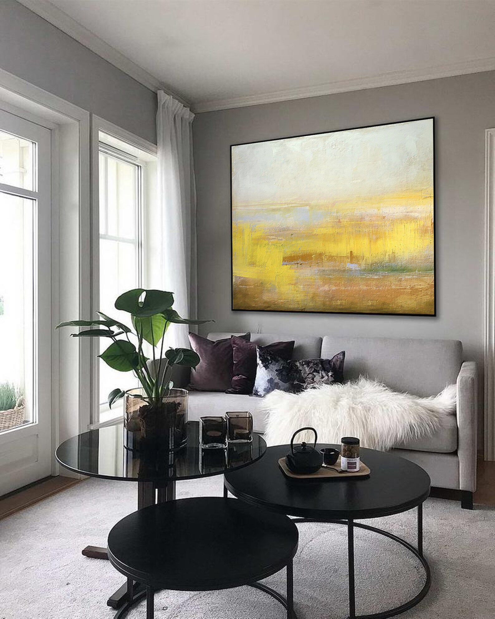 Large Original Yellow Abstract Canvas Paintingextra Large - Etsy