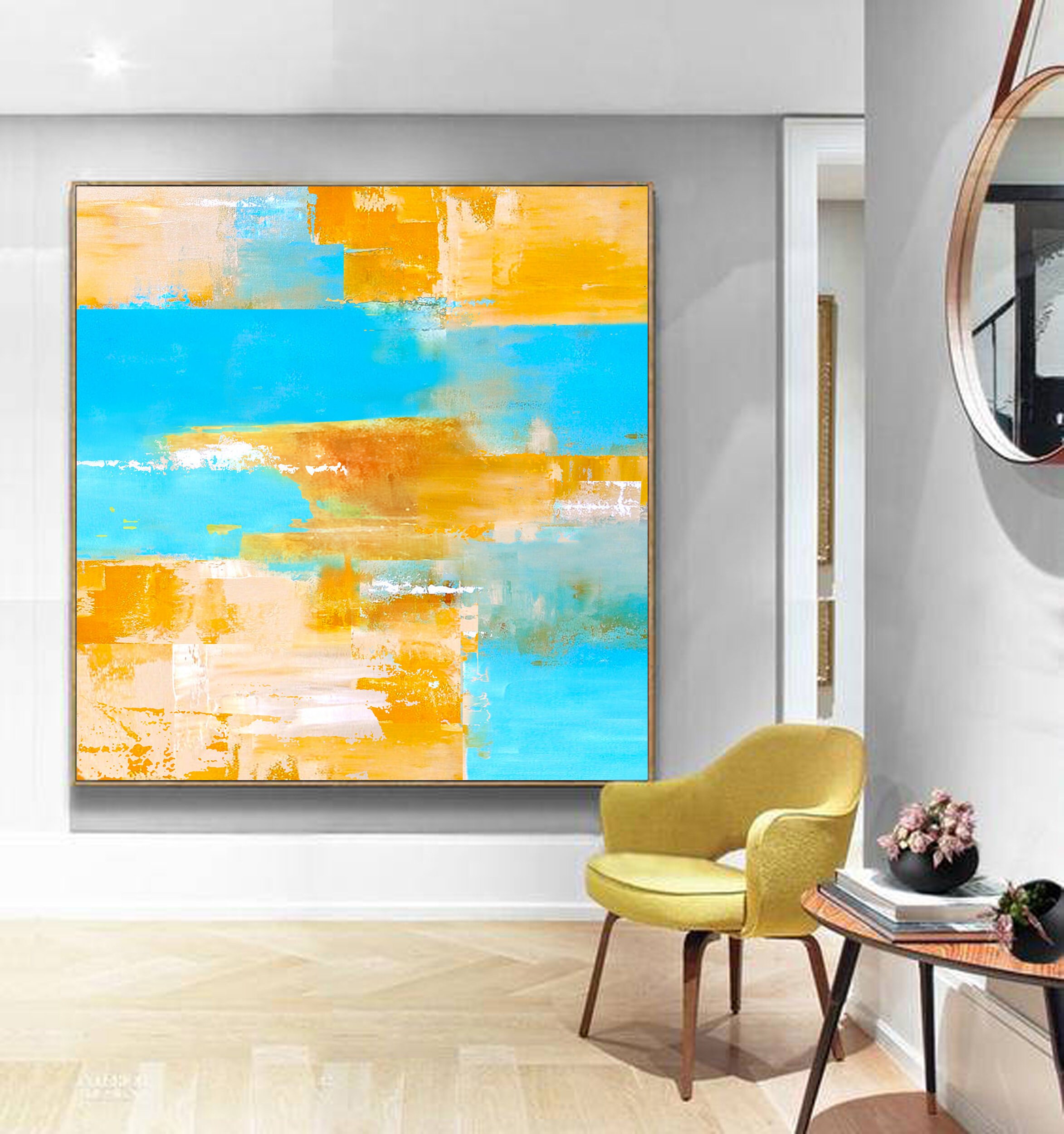 Large Color Abstract Painting on Canvasblue Abstract Painting | Etsy