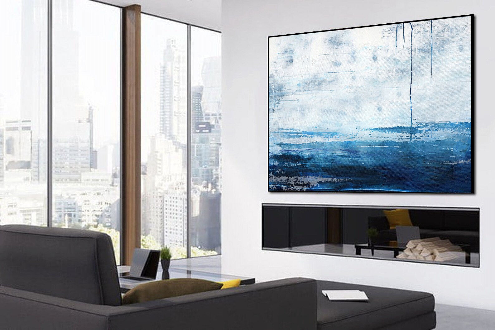 Original Abstract Canvas Wall Art Office DecorBeige Painting | Etsy