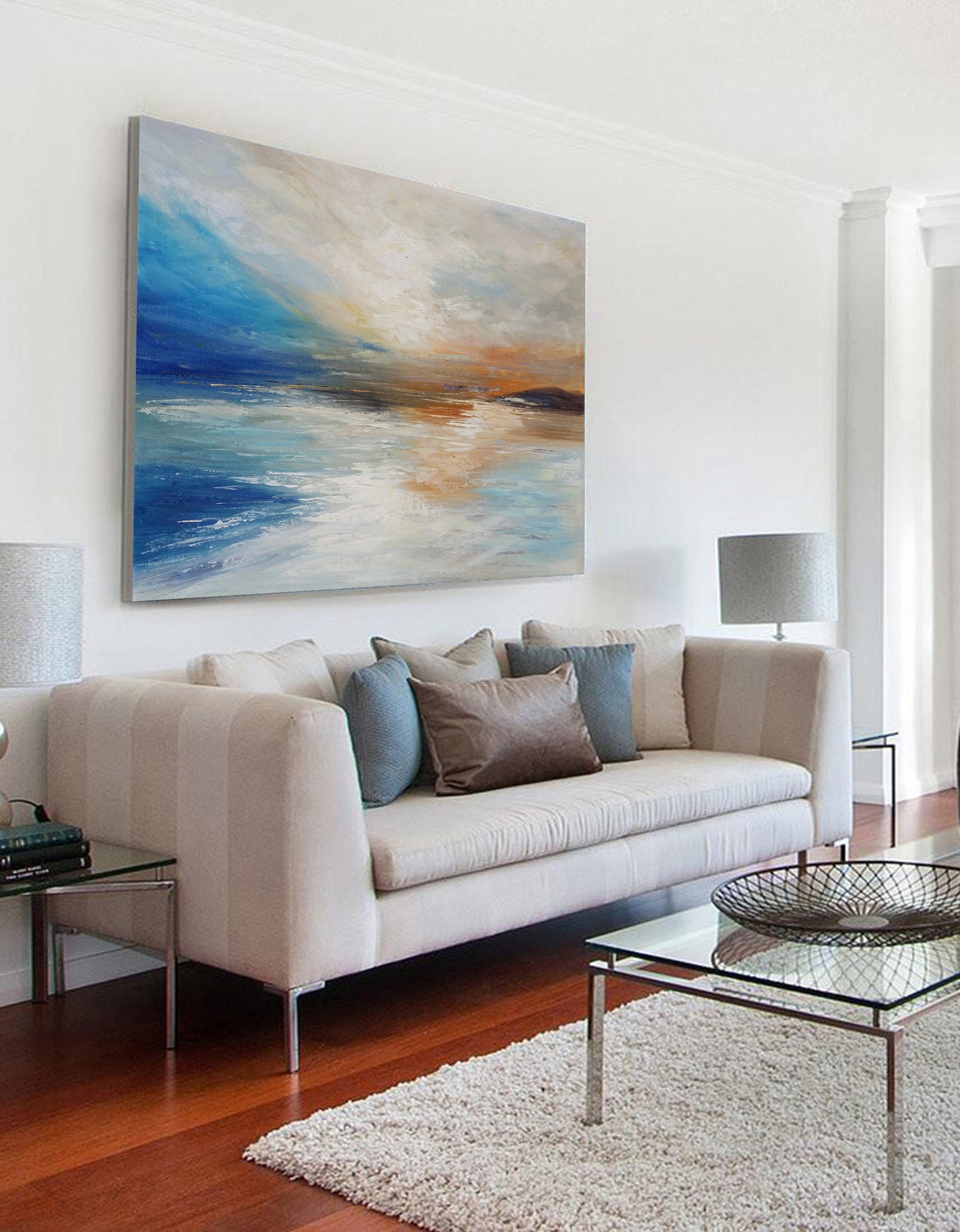 Sunrise Landscape Paintinglarge Abstract Painting on | Etsy