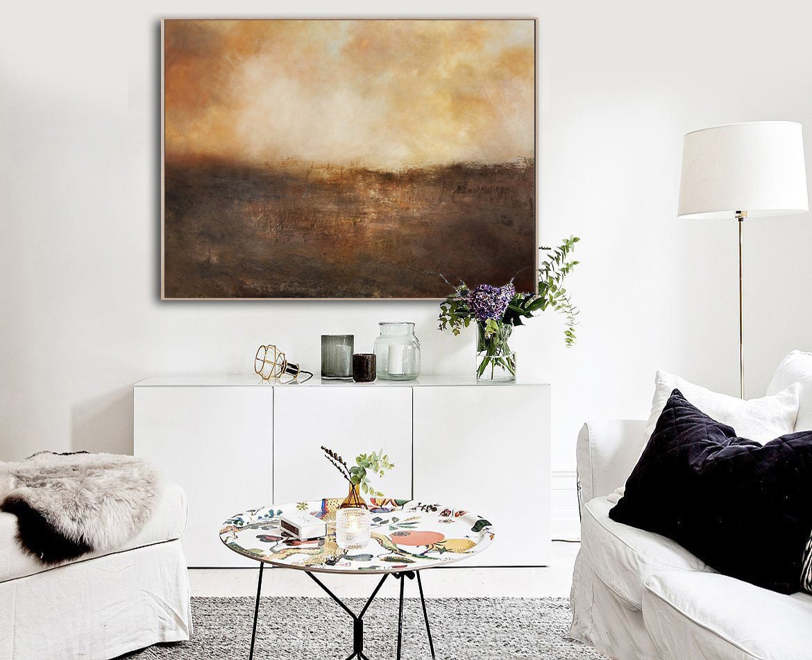 Original Beige Abstract Painting Large Cloud Oil Painting on - Etsy
